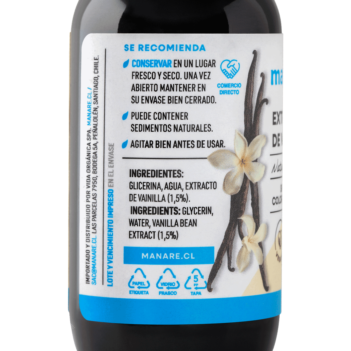 Extracto de Vainilla sin Alcohol 59ml Manare
