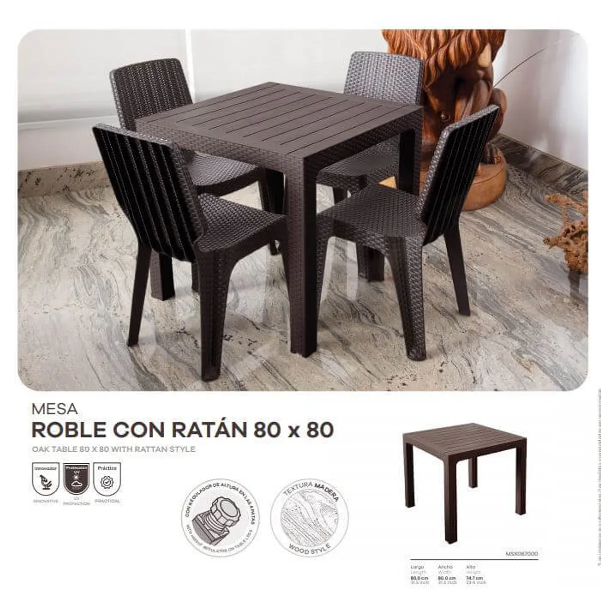 Combo Roble con Ratan de Alta Calidad - 80x80