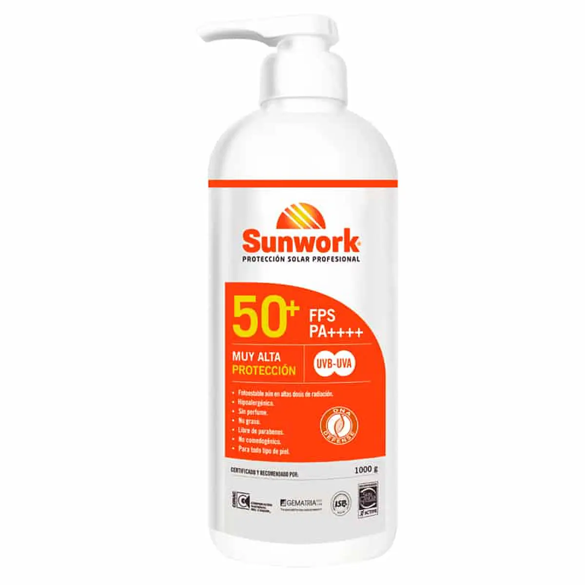 Protector Solar SUNWORK F50 1 Litro FPS (UVA- UVB) - Prosec