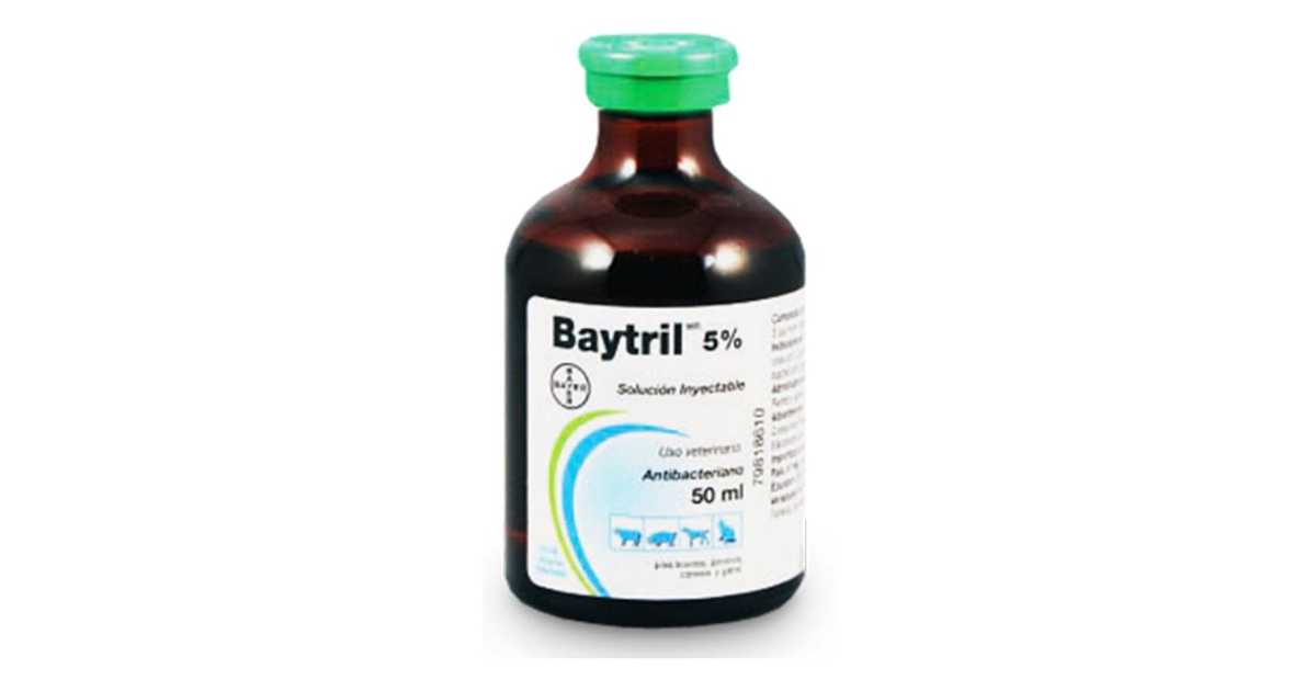 Baytril Antibiotico Inyectable Bovinos Y Otros Animales 50Ml