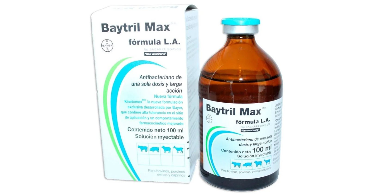 Baytril Max Antibiotico Inyectable Bovinos 100Ml