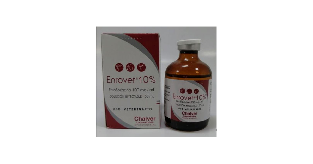 Enrovet 10 Antibiotico Inyectable Bovinos Porcinos Aves 50Ml