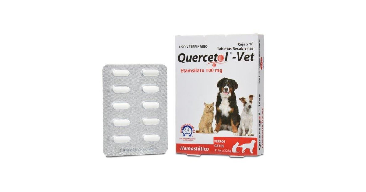 Quercetol Vet Madurador Plaquetas Perros Gatos 100Mg X10 Tab