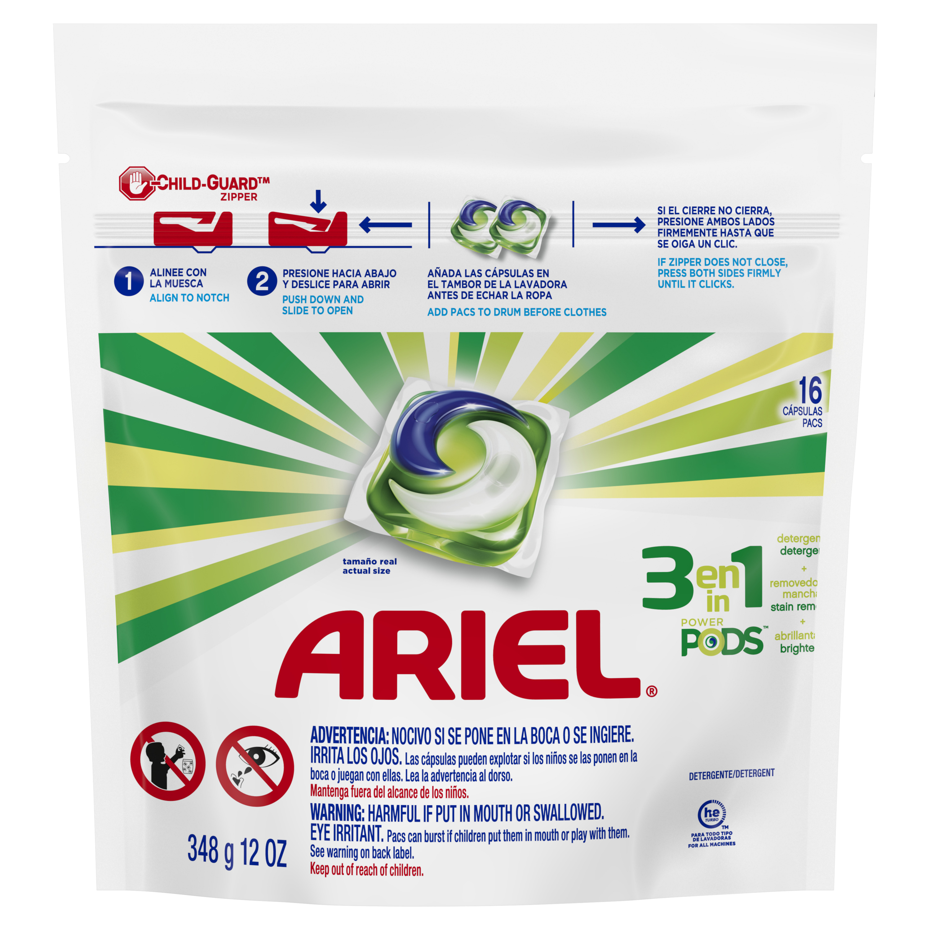 Detergente en cápsulas Ariel Pods 3 en 1 (16 unidades)