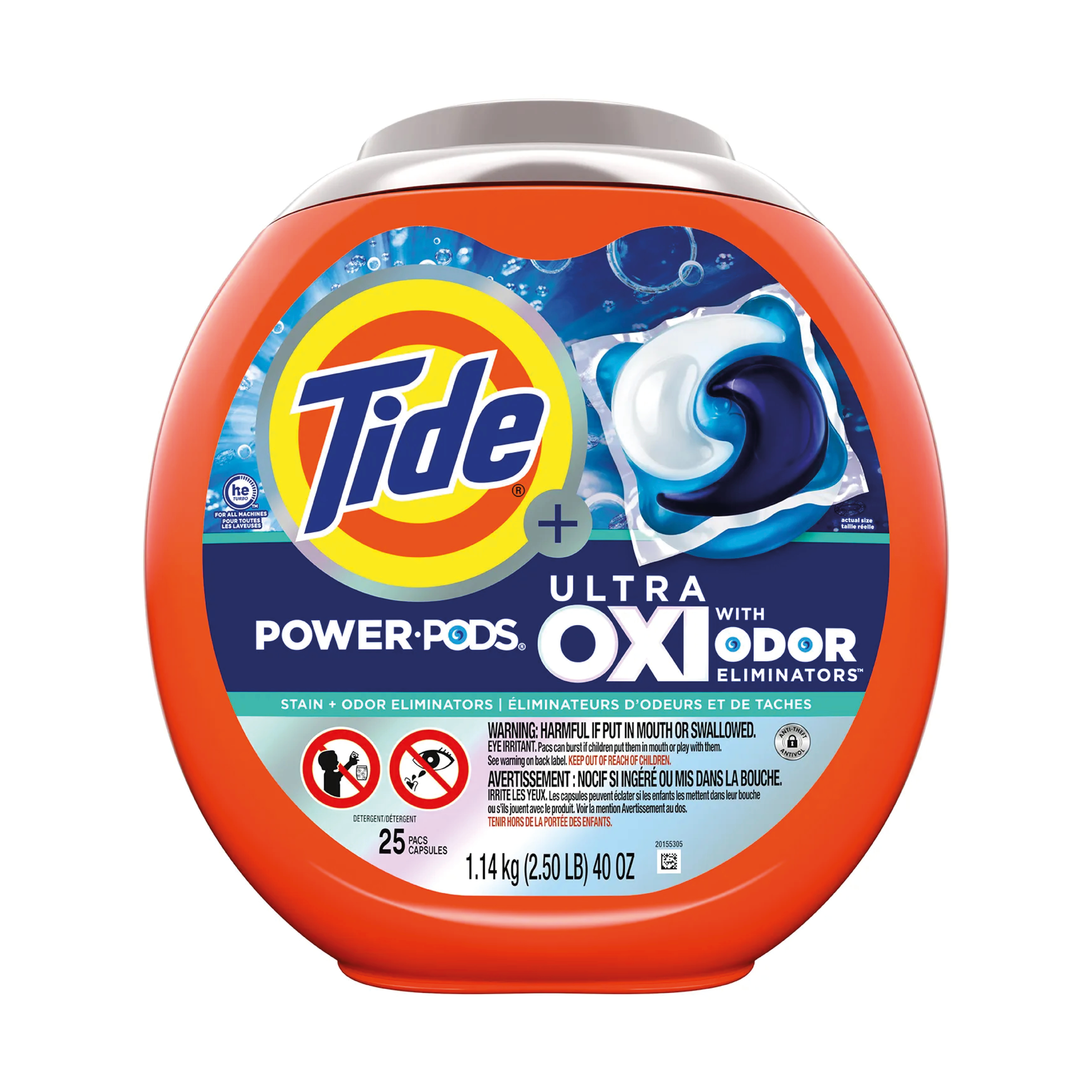 Detergente en cápsulas Tide Ultra Oxi (25 unidades)