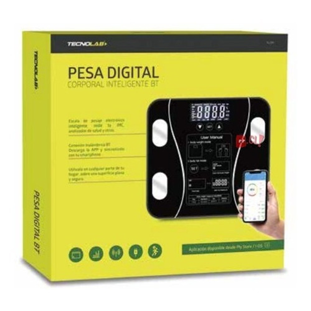 Pesa Digital Bluetooth Smartphone Medición Imc 180kg - Ps