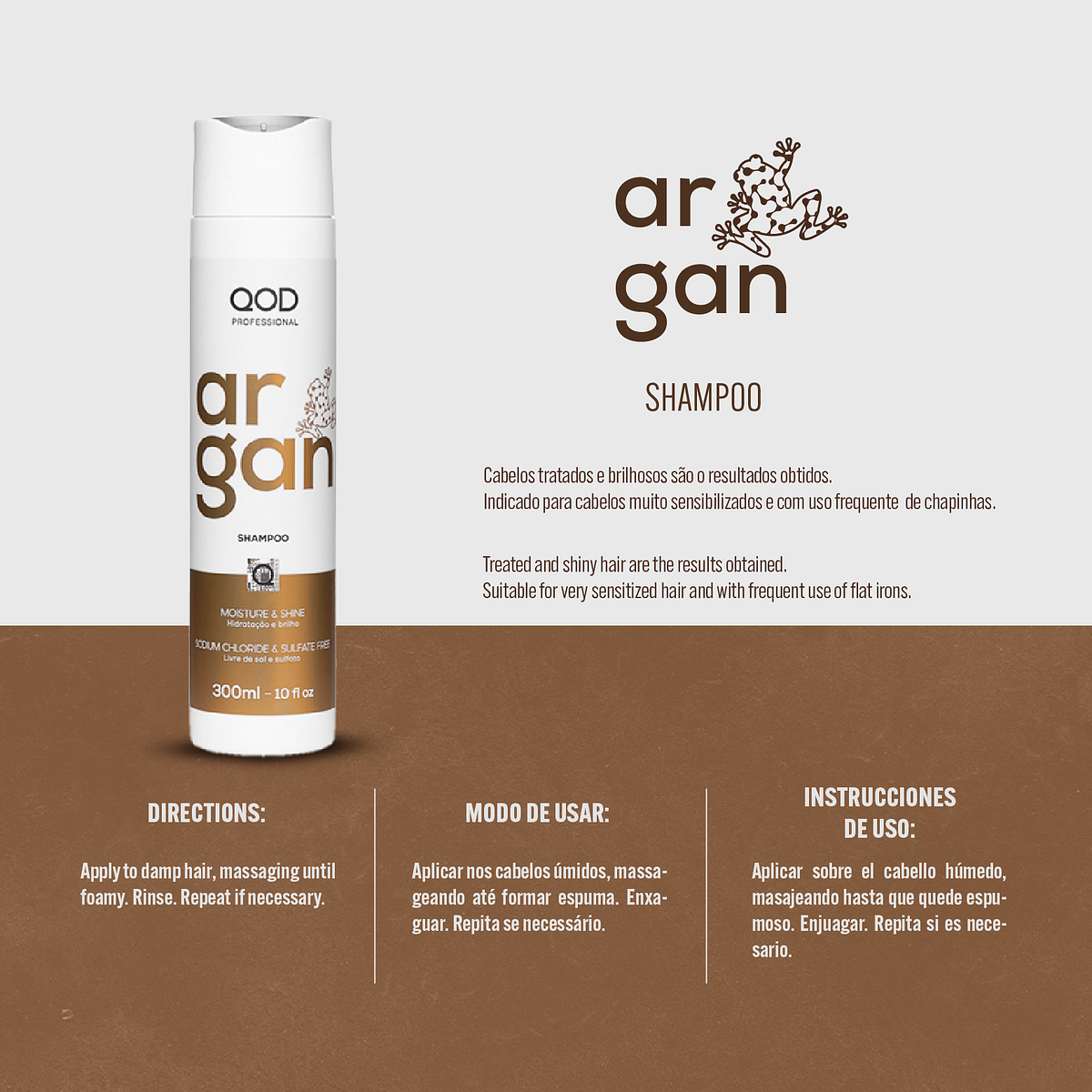 Argan Professional Shampoo 300ml - Shine and Softness - Q...