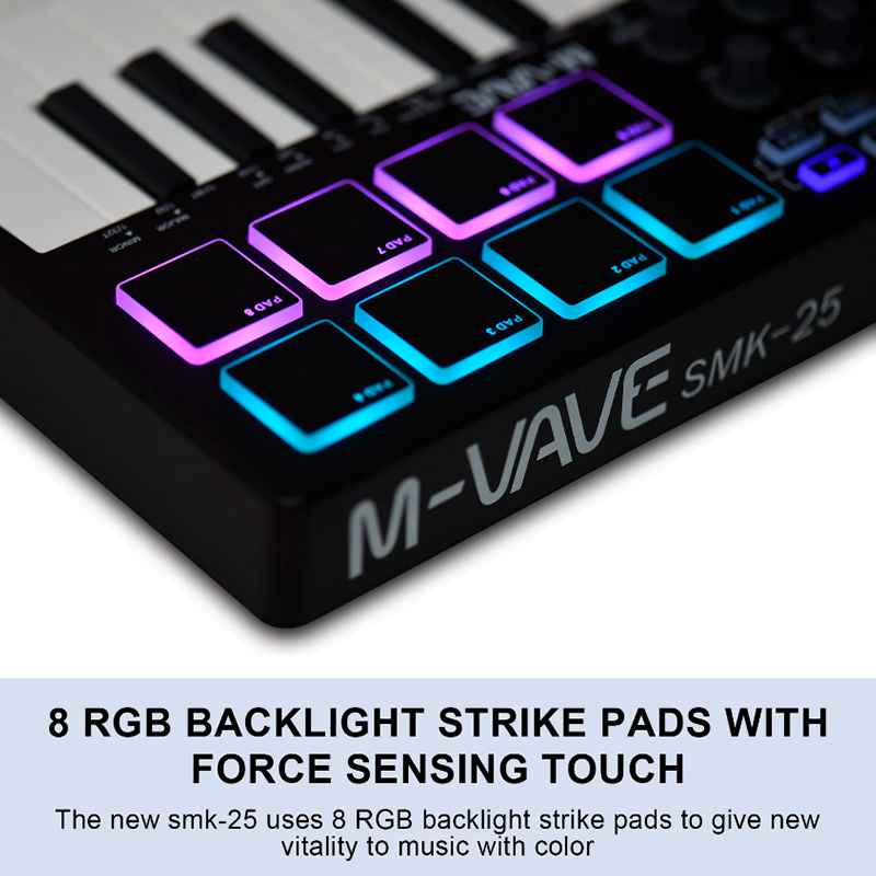 M-Vave SMK25 - Controlador MIDI Bluetooth Negro