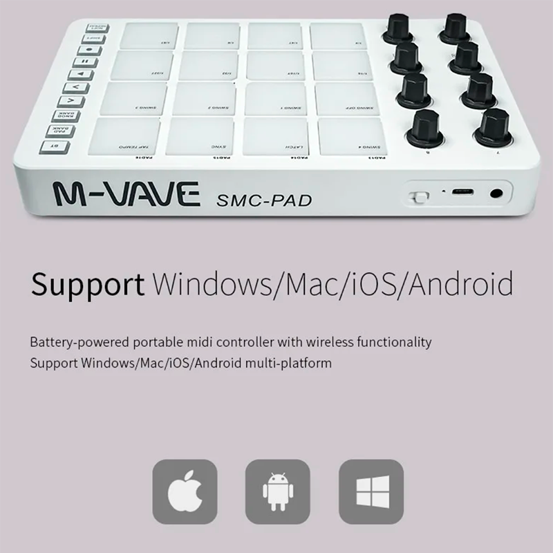 M-Vave SMC PAD - Controlador MIDI Bluetooth Blanco