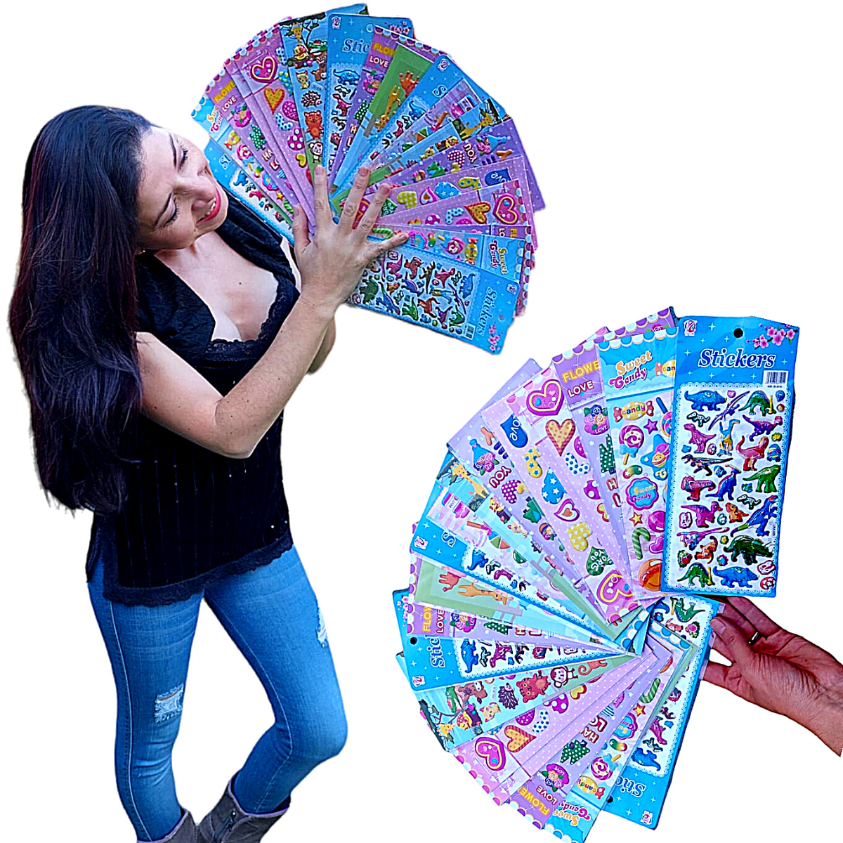 12 Laminas De Stickers Surtidas