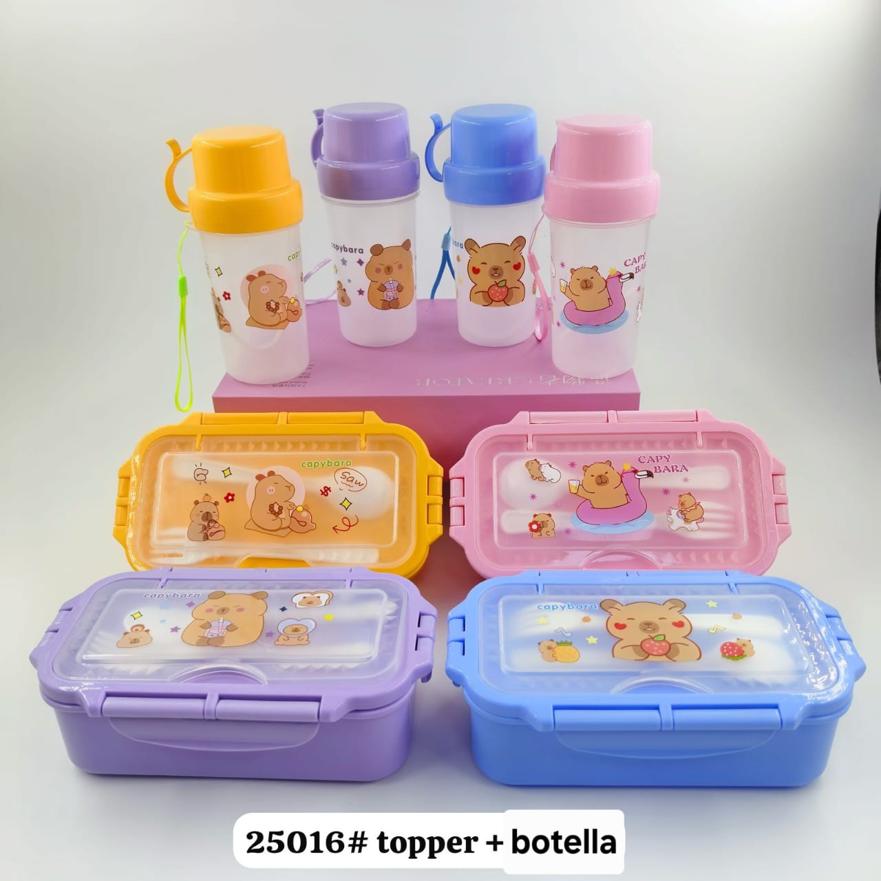 SET DE TUPPER Y VASO DISEÑO CAPYBARA MOD# 25016