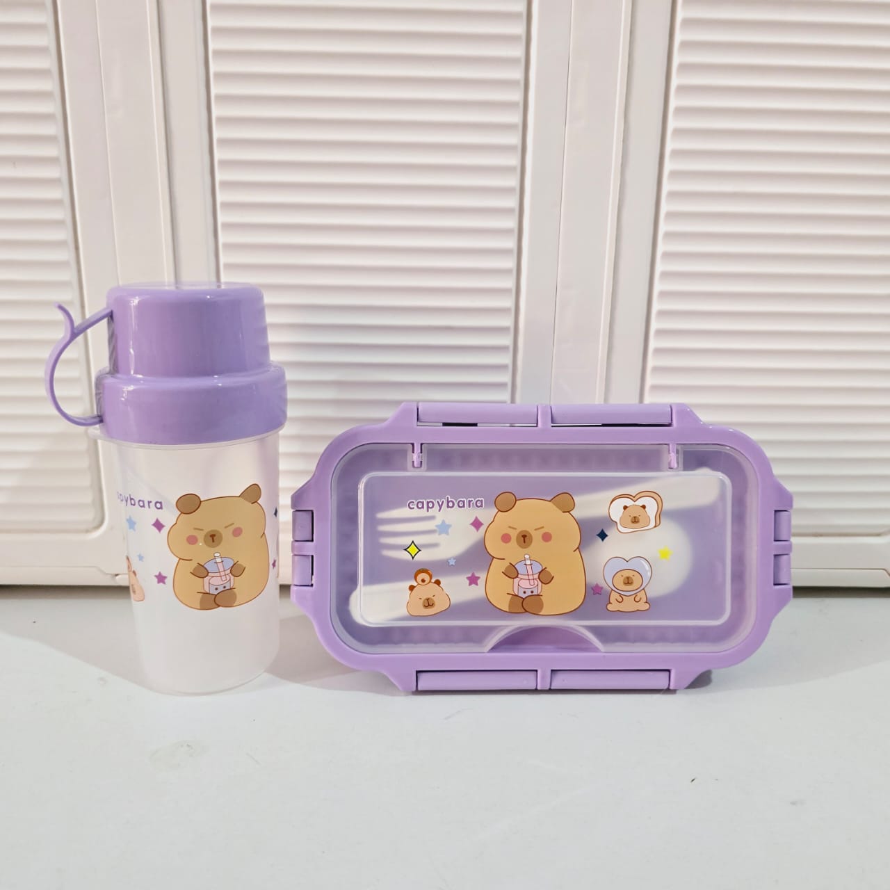 SET DE TUPPER Y VASO DISEÑO CAPYBARA MOD# 25016