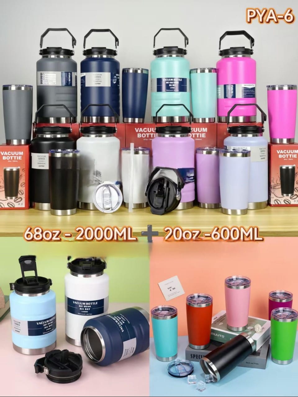 DUO TERMO CON VASO VACUUM BOTTLE DE 2 L Y 550ML MOD# PYA-6