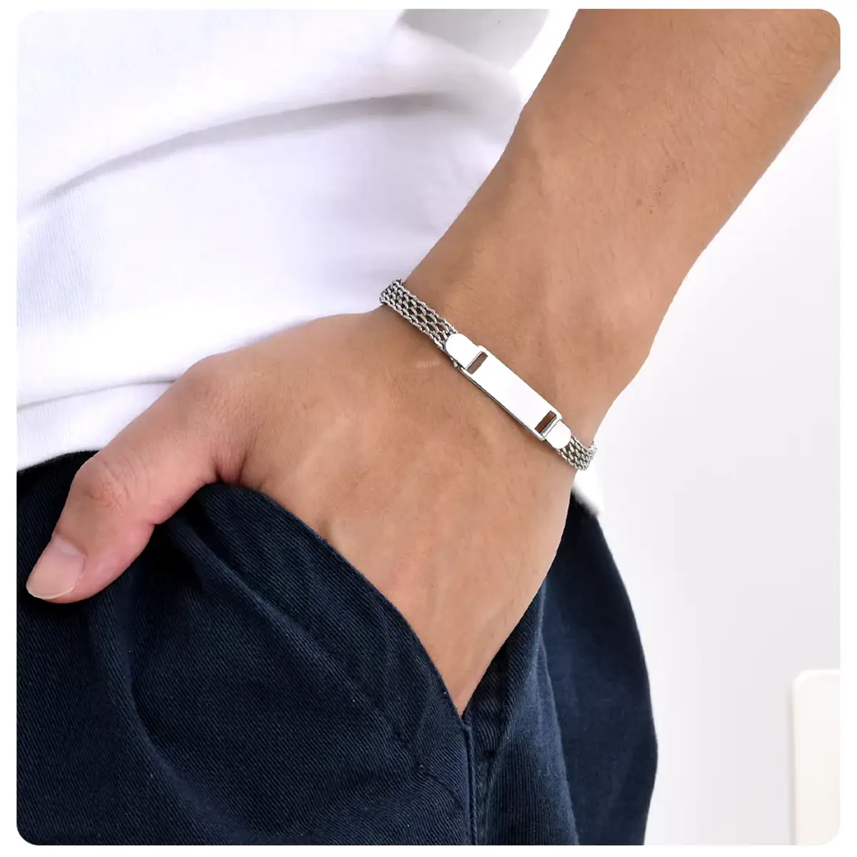 Pulsera esclava plateada para personalizar