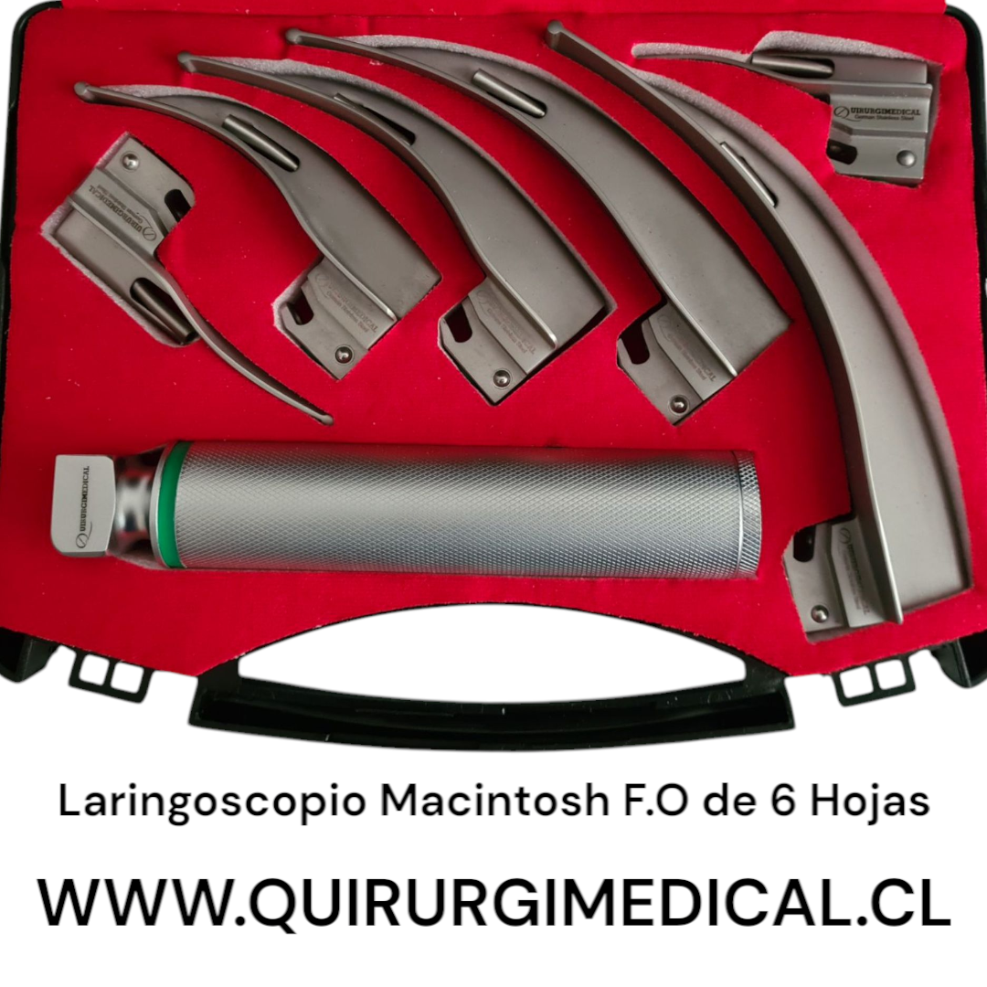 SET LARINGOSCOPIO MACINTOSH 6 hojas fibra optica