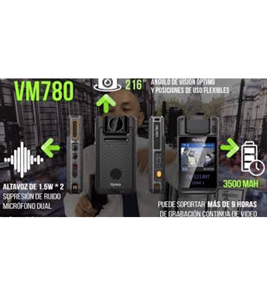 BodyCam y Radio PoC VM780 IMEI GPS Bluetooth Hytera 128 GB 2