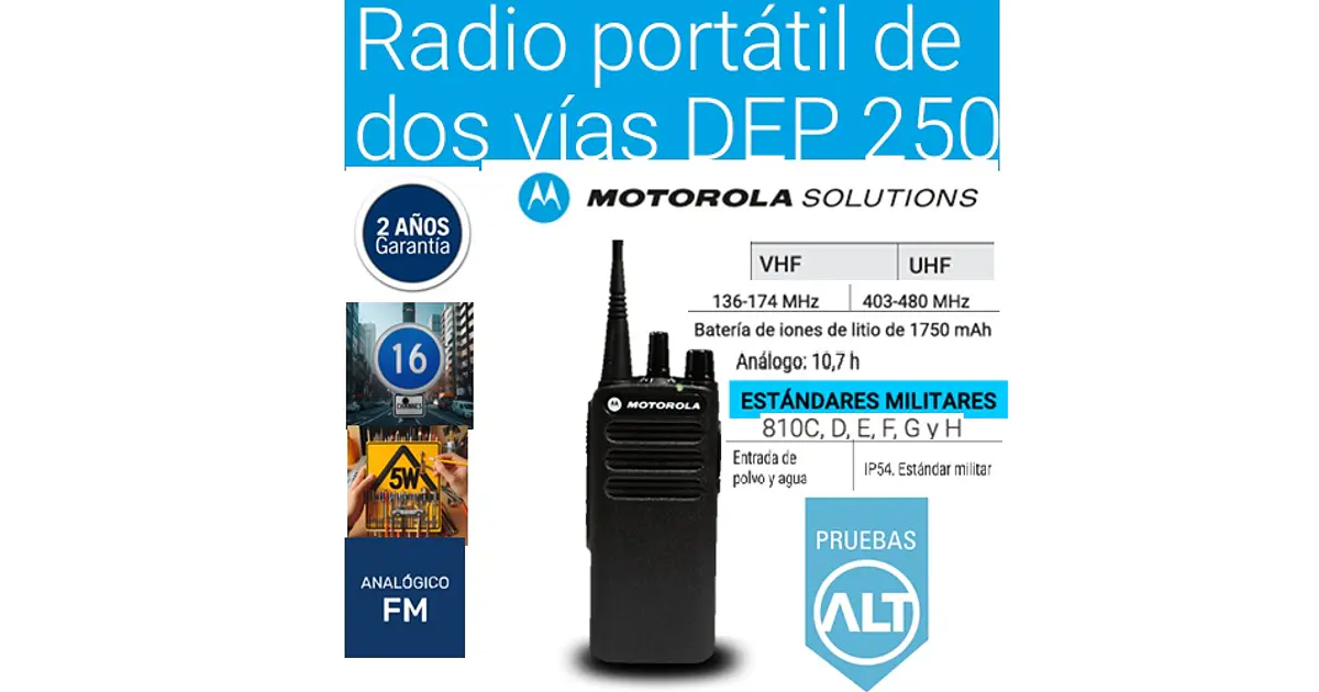 Motorola DEP250 Radio de dos vías analógica VHF 136-174 Mhz