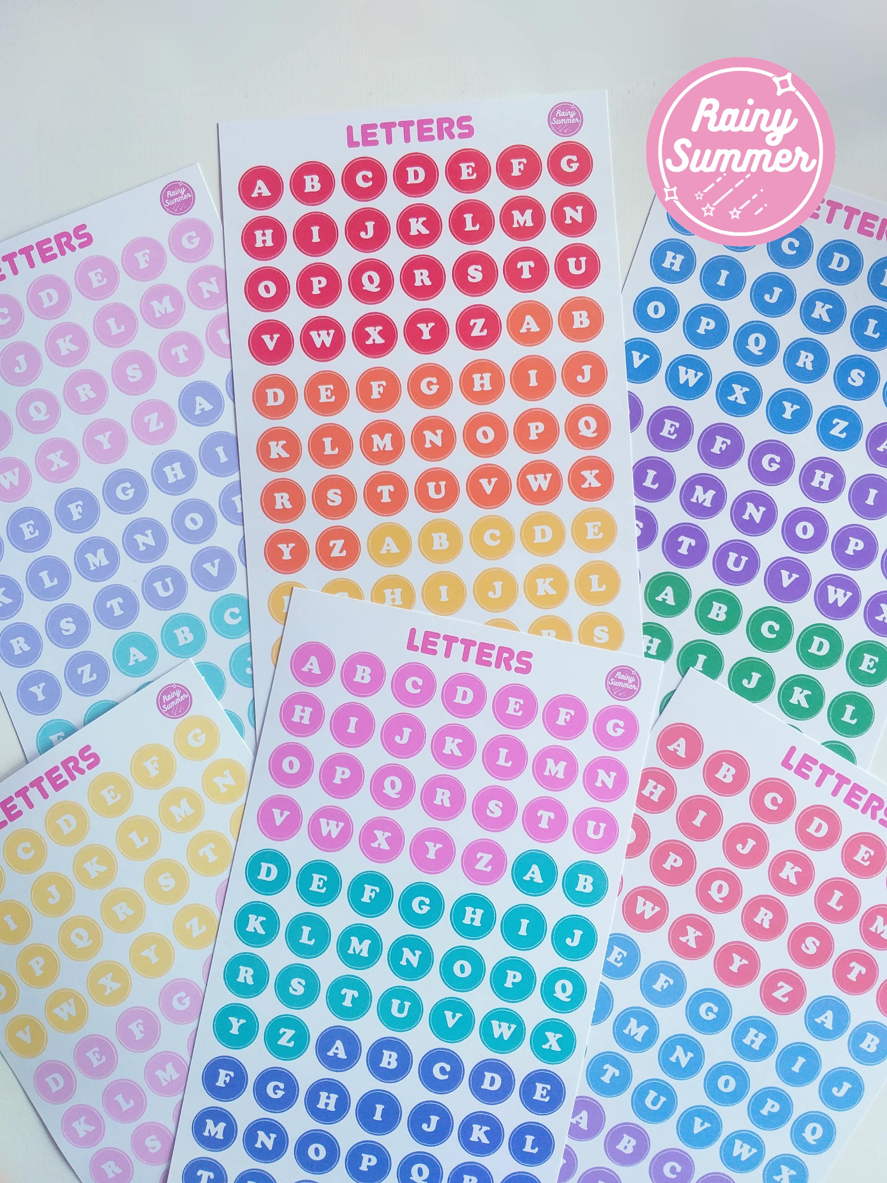 Stickers letras redondas tricolor