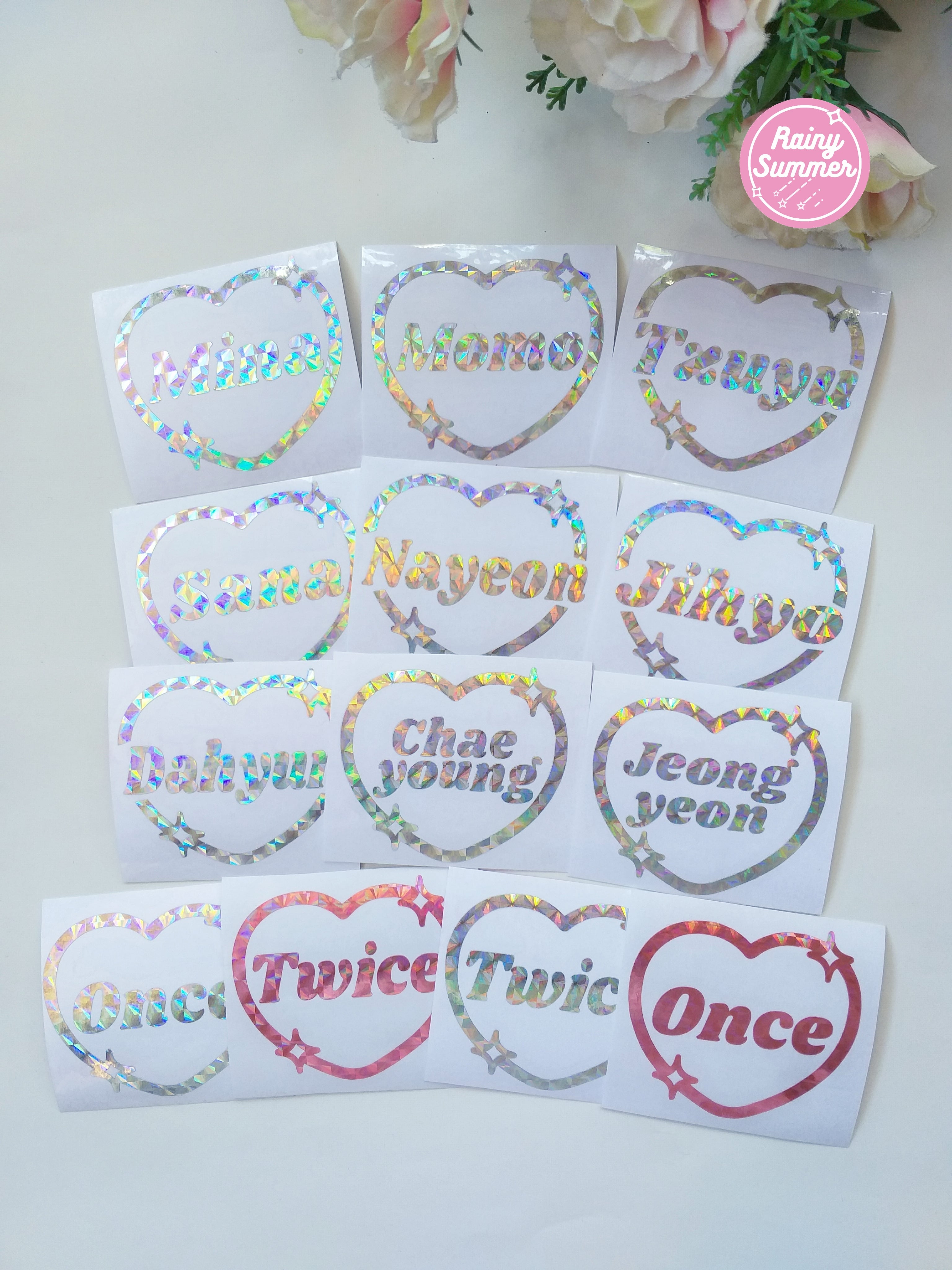 TWICE - STICKERS HOLOGRÁFICOS DE CORAZONES