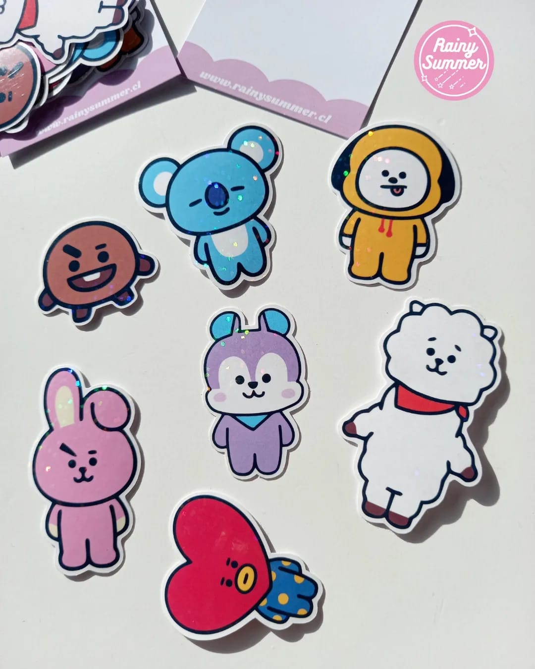 BT21 - SET DE STICKERS HOLOGRÁFICOS INDIVIDUALES (MANG ACTU