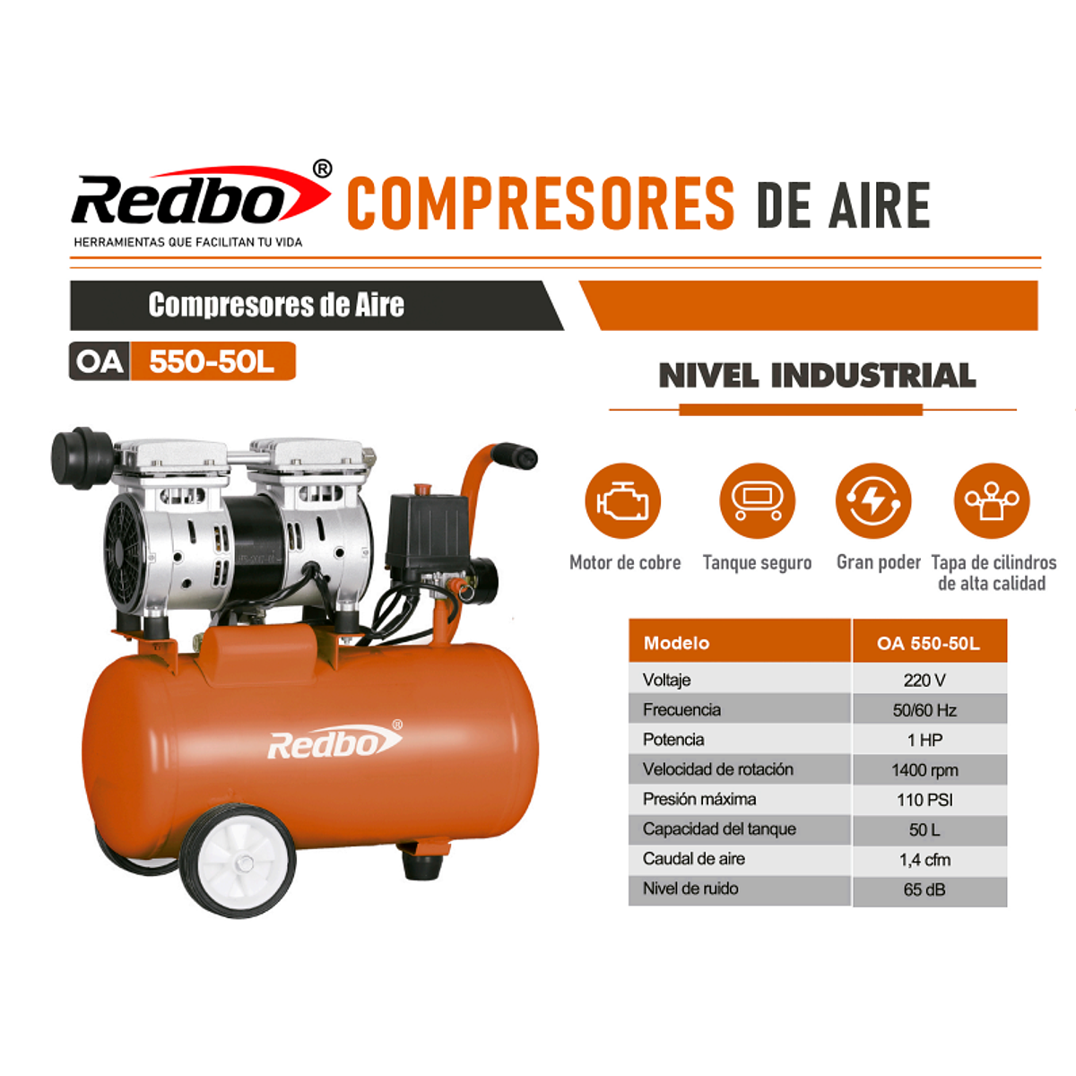 Compresor de Aire REDBO OA 550-50L | Redbo Chile