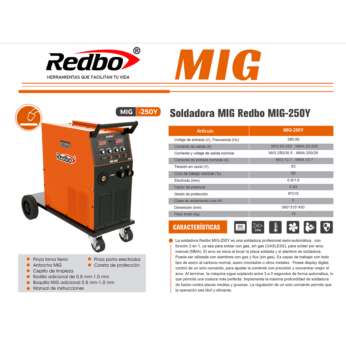 Soldadora MIG-250Y | Redbo Chile