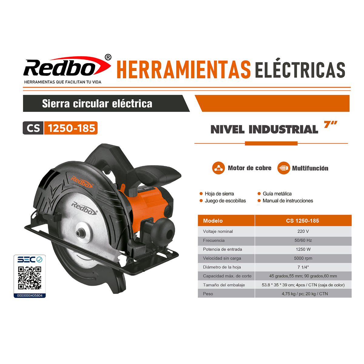 Sierra Circular CS1250-185 | Redbo Chile