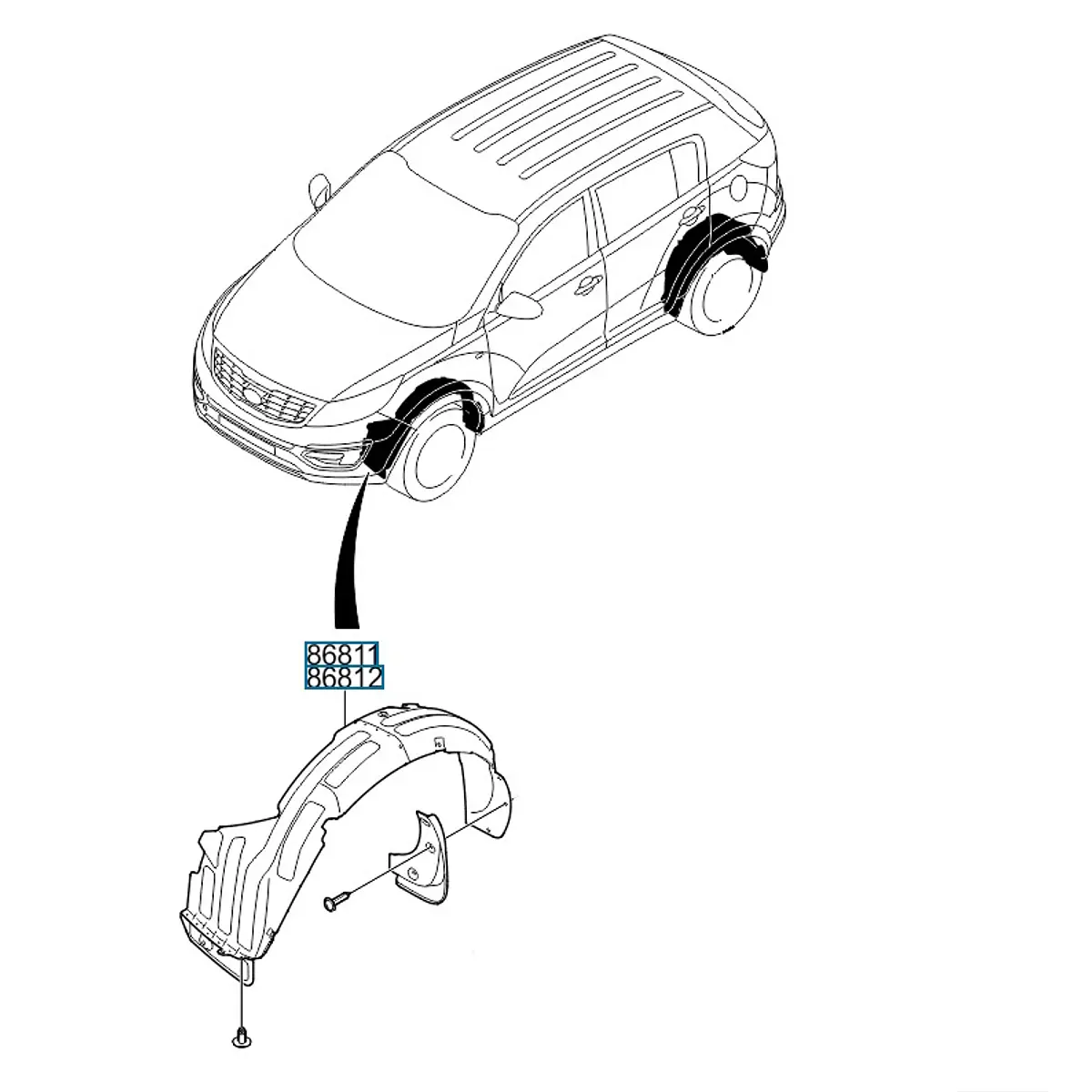 GUARDAFANGO DEL DERECHO KIA SPORTAGE 2013-2017