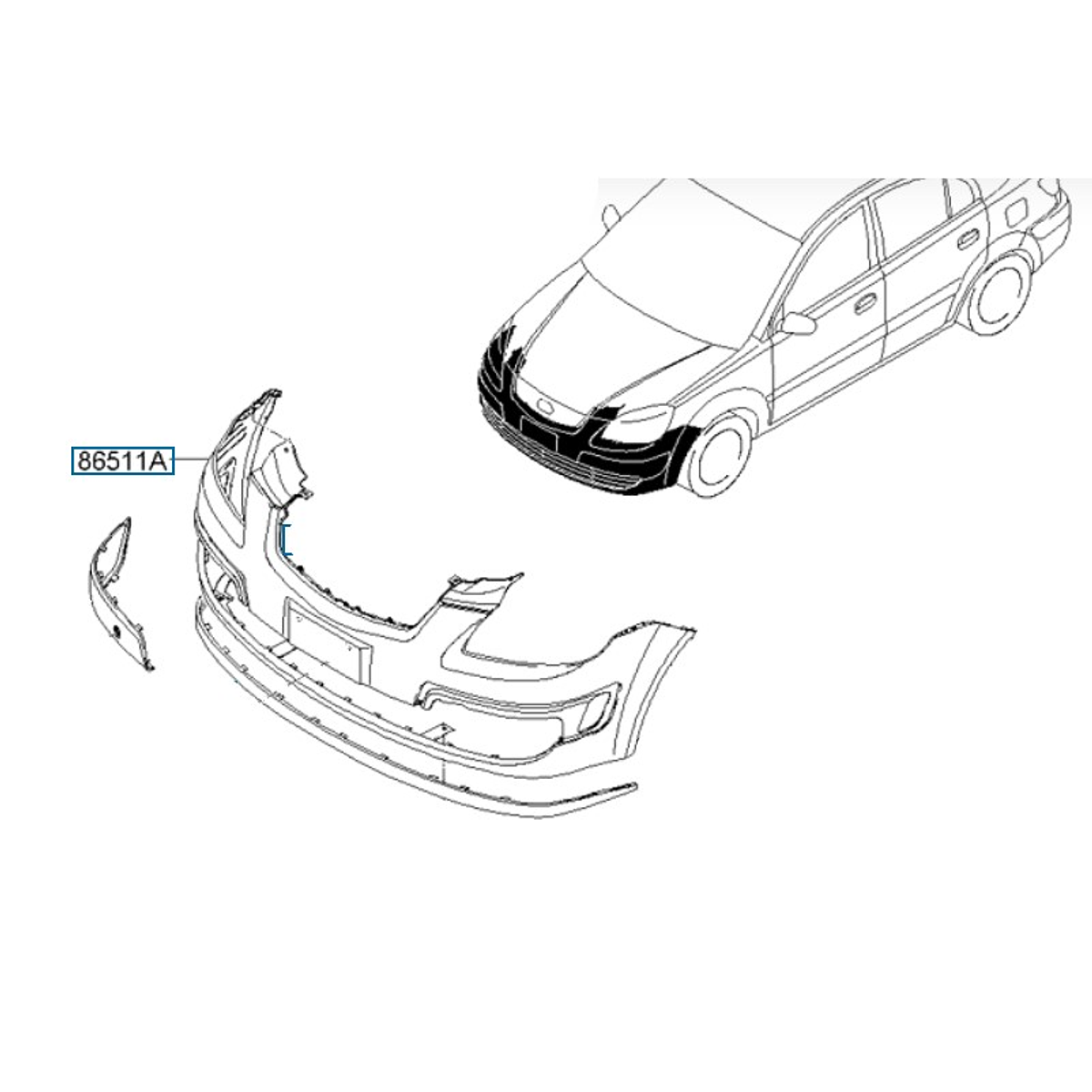 PARACHOQUE DEL. KIA RIO 2003-2012
