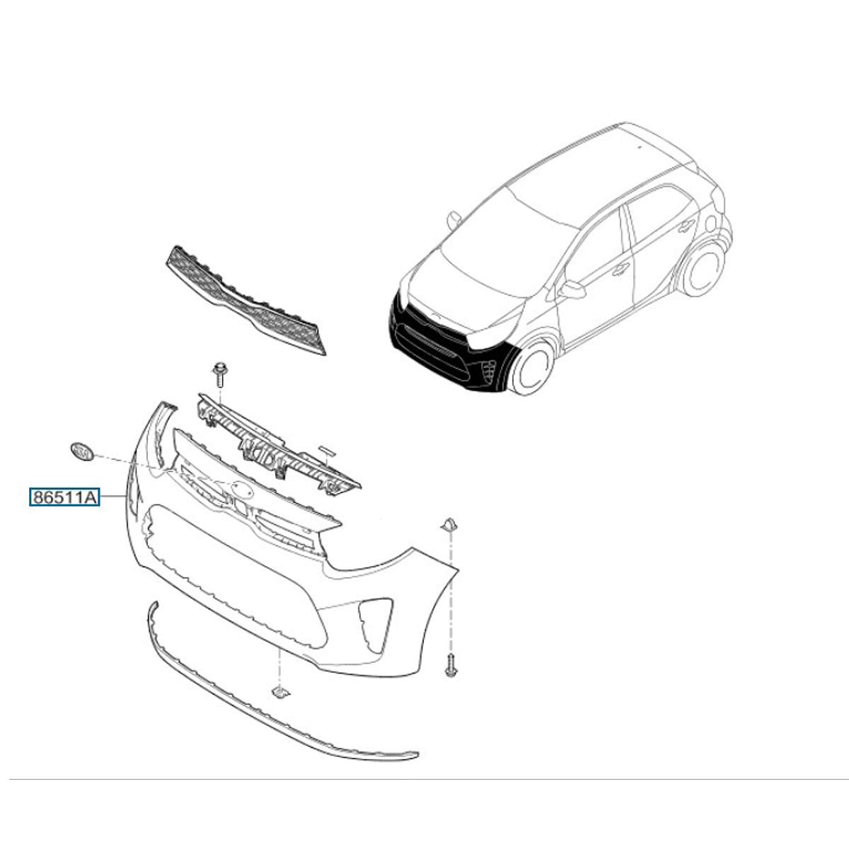 PARACHOQUE ORIGINAL DELANTERO ORIGINAL KIA MORNING 2017-2024