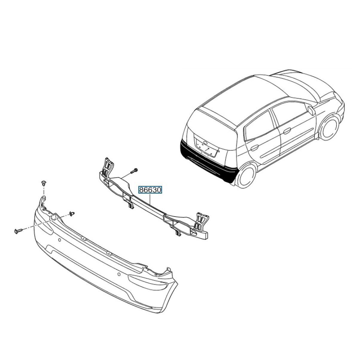 REFUERZO PARACHOQUE TRASERA KIA MORNING ORIGINAL 2007-2012