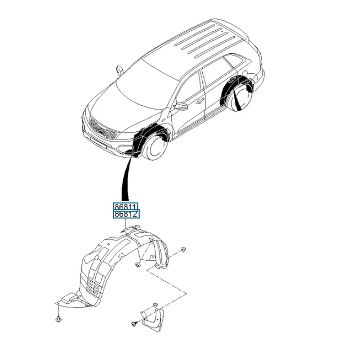 GUARDAFANGO DELANTERO IZQUIERDO KIA SORENTO 2012-2014