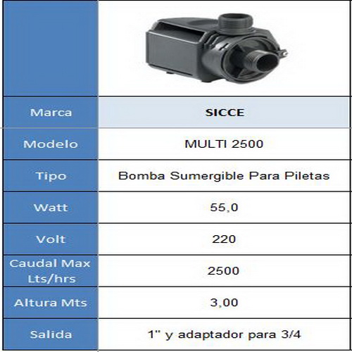 Bomba para Pileta Sumergiblem MULTI 2500 - Sicce