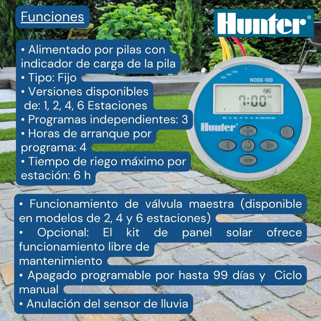 Programador Autonomo Node 100 A Bateria 1 Est con Sol y Val