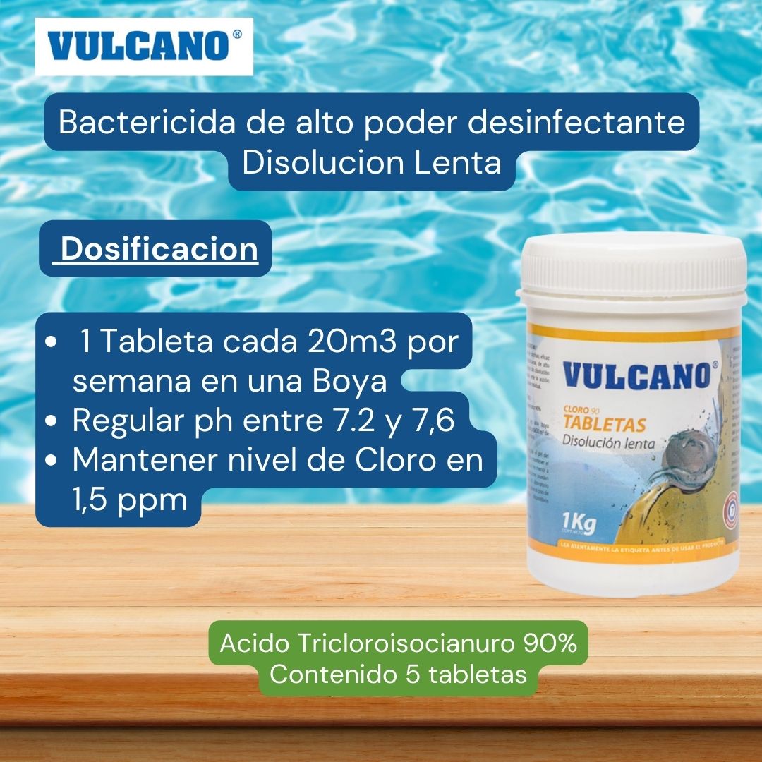 Quimicos Cloro Tabletas 90% 1 KG - Vulcano
