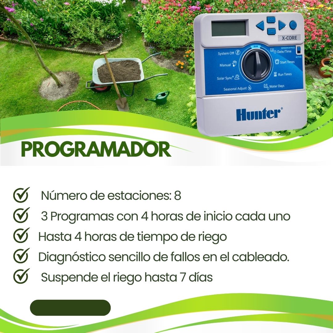 Kit Riego Automatico X-core 8 Zonas - Hunter