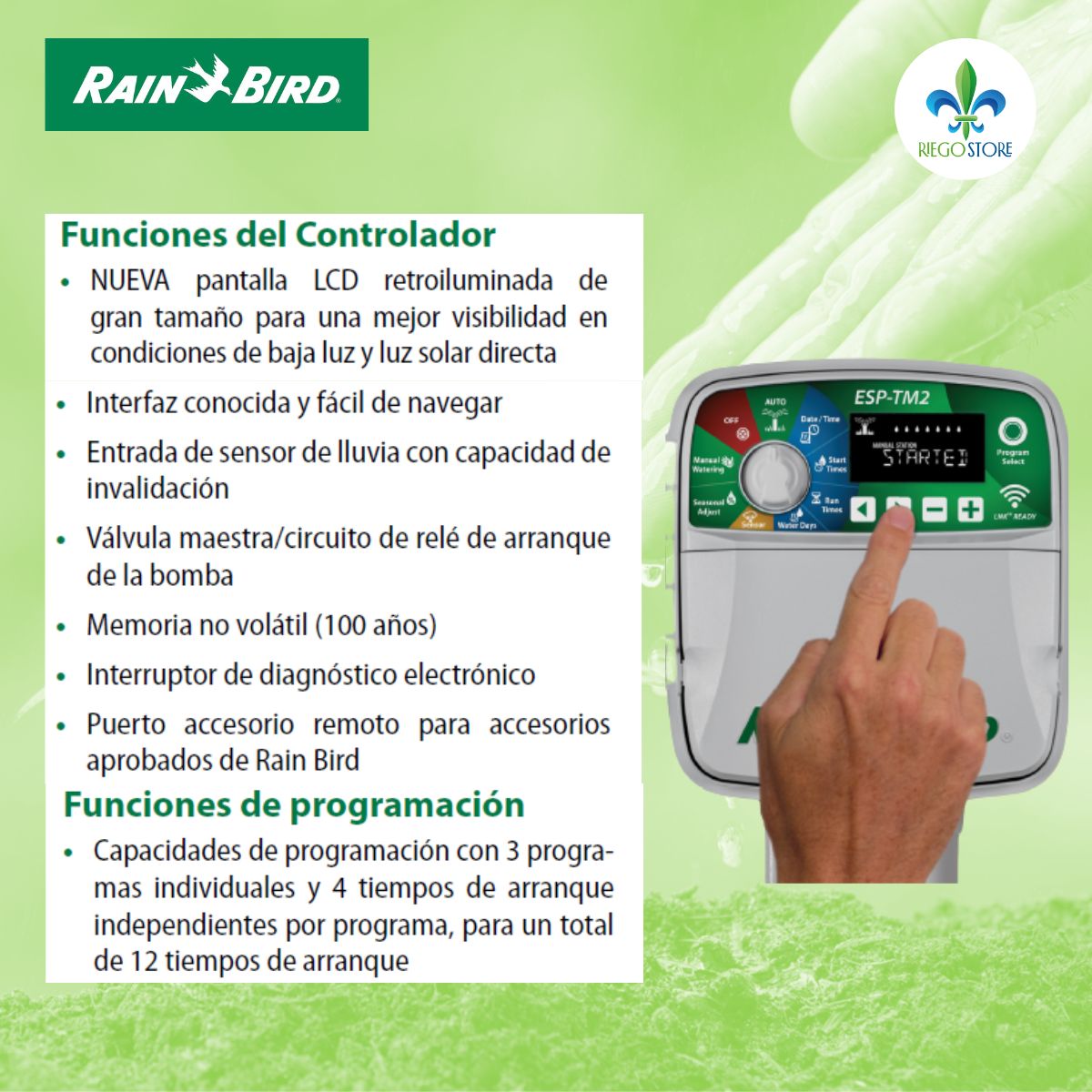 Programador Interior ESP-TM2 8 Estaciones - Rain Bird
