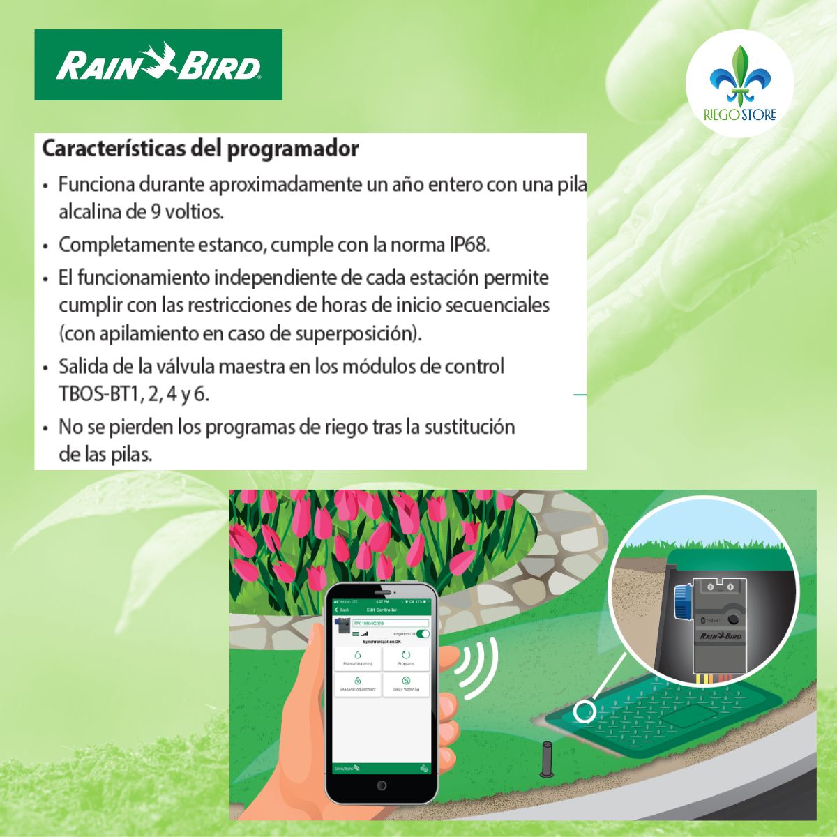 Programador TBOSS-BT 6 Zonas - Máxima Flexibilidad Rain...