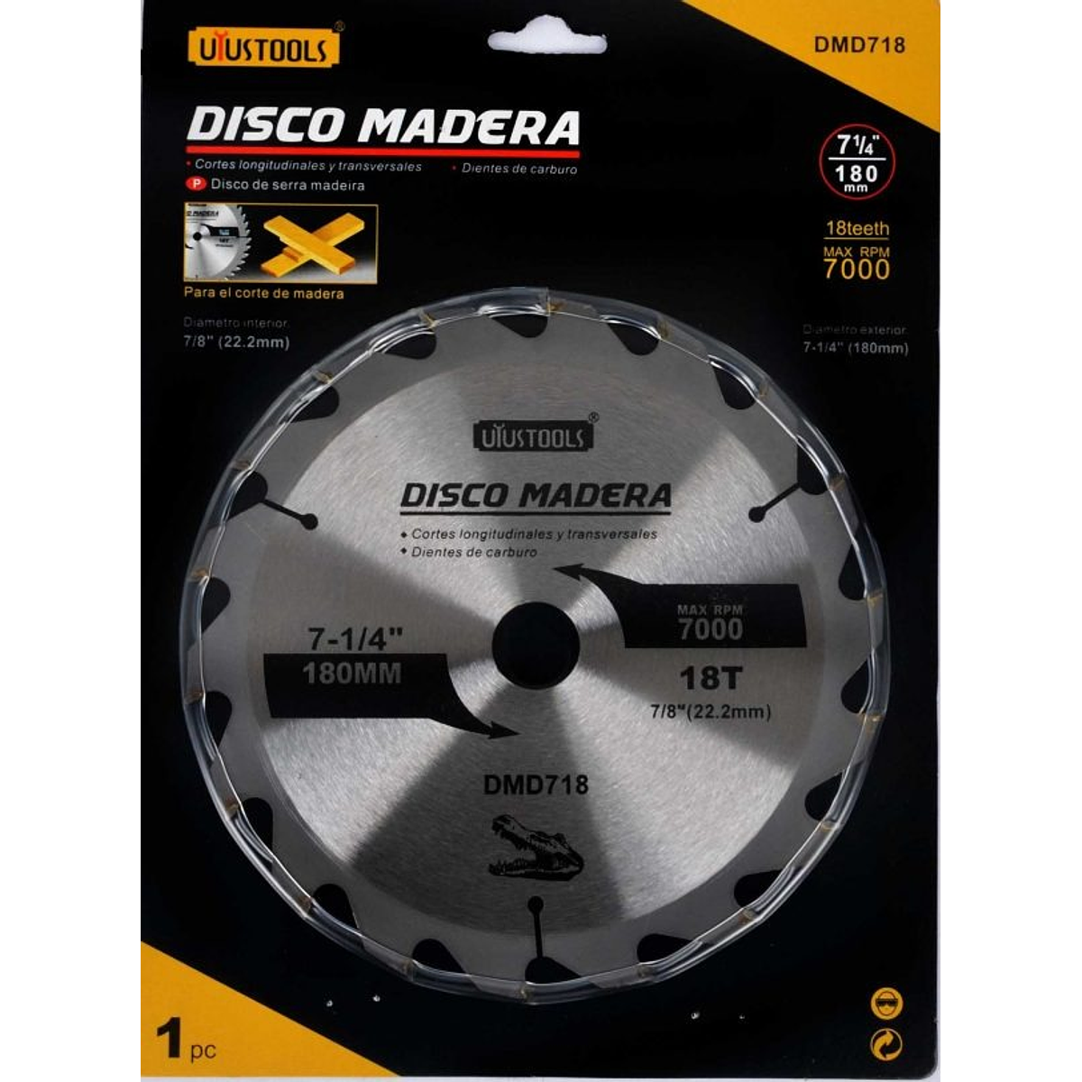 Disco Madera 180 X 18T DMD718 | Rielec Limitada