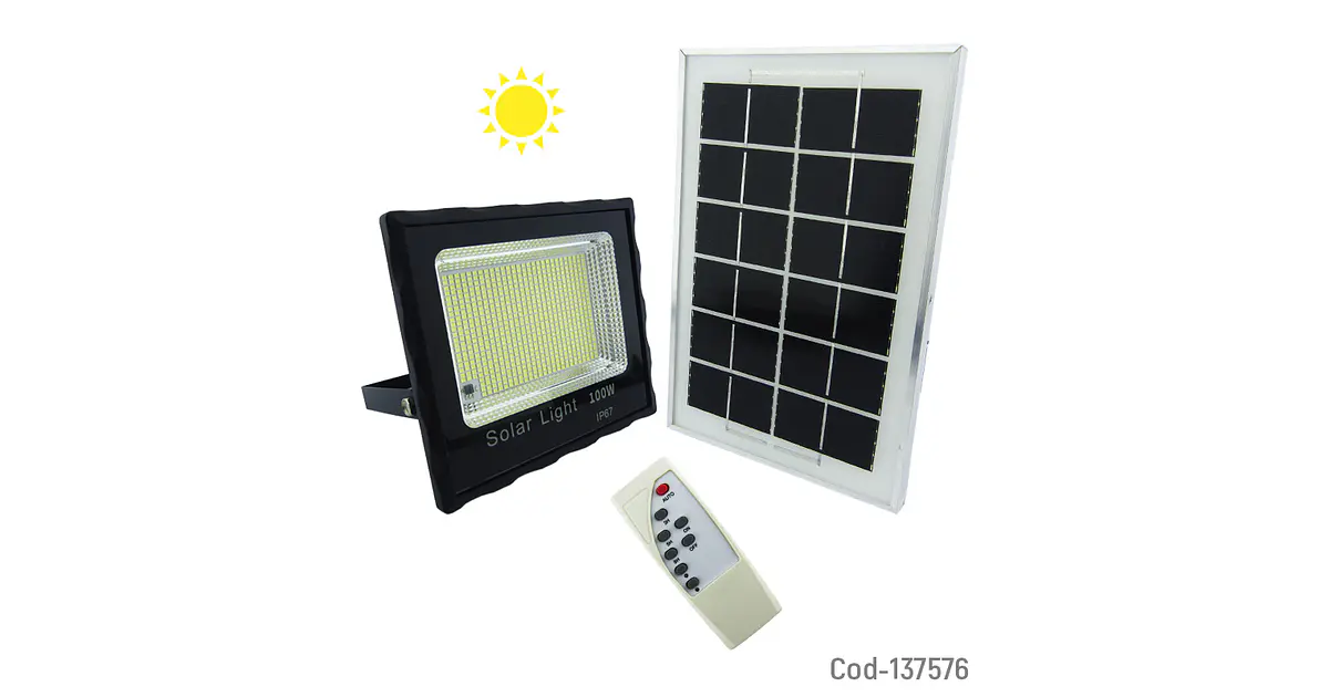 Foco Solar 100W 154 Led Con Panel Solar Y Control