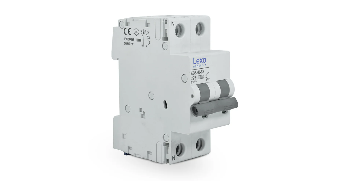 Interruptor Automatico 2X25A Din C 10K Lexo