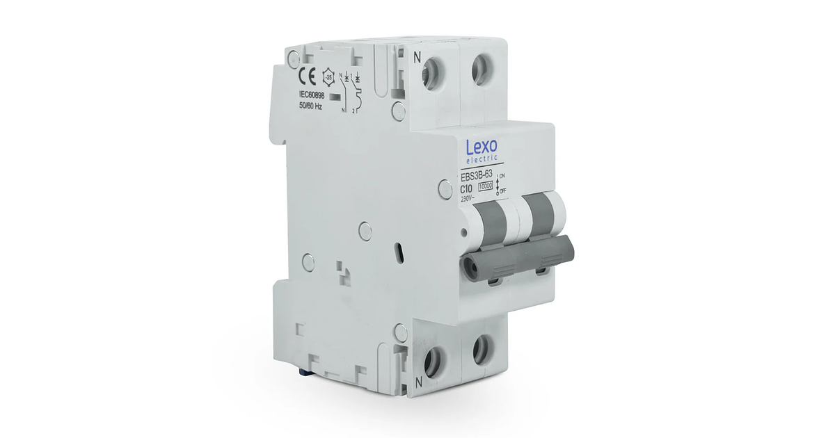 Interruptor Automatico 2X10A Din C 10K Lexo