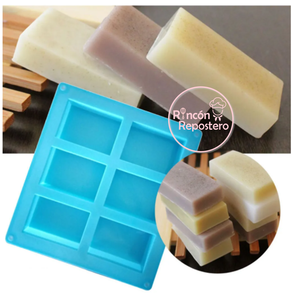 Molde silicona Rectangular 6 cavidades