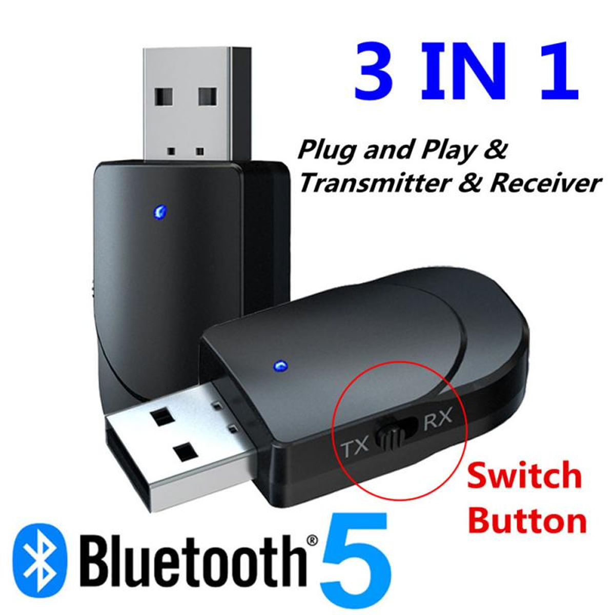 Transmisor Receptor Audio Bluetooth 5.0 Usb Tv Auto Aux T...