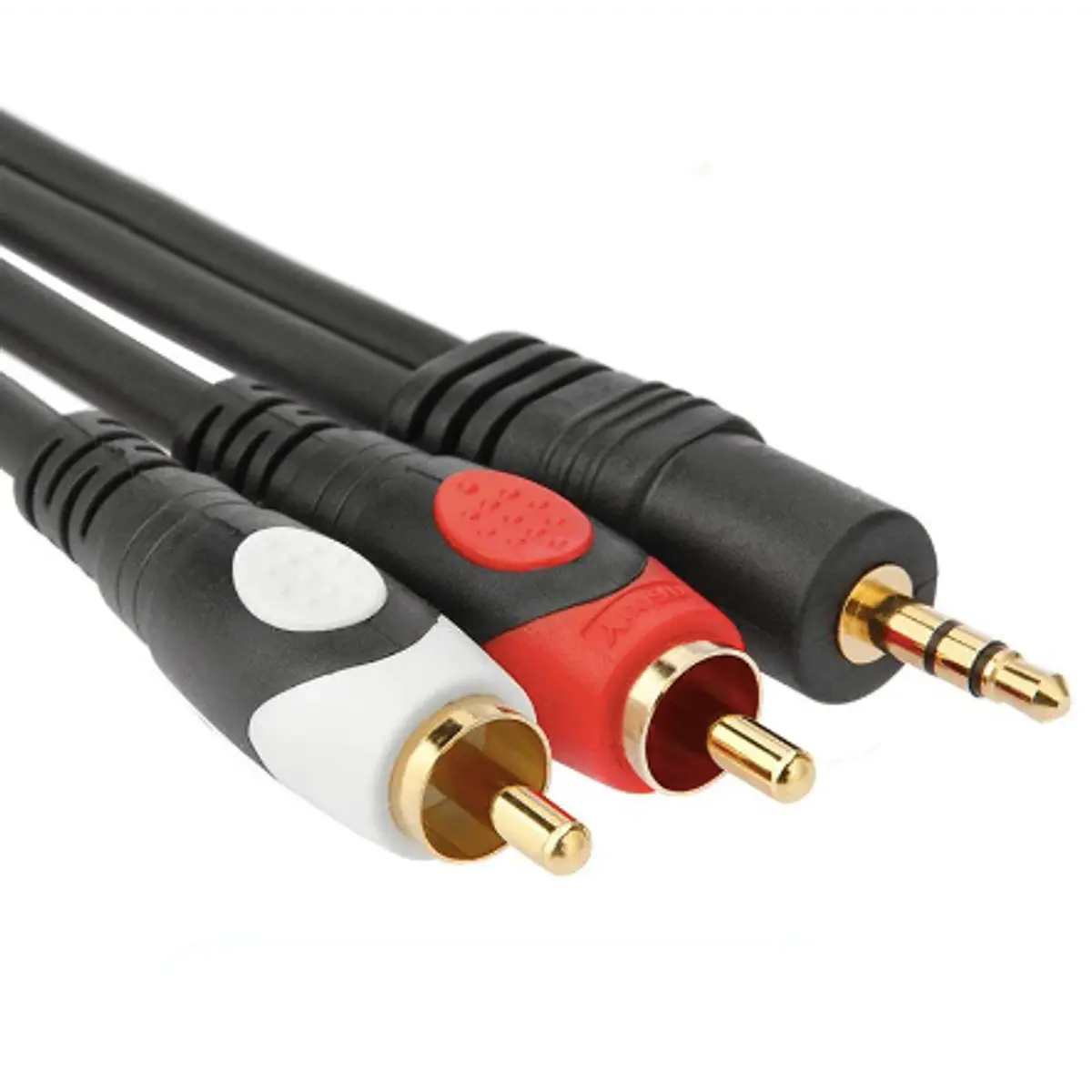 CABLE AUDIO PLUG 3.5 A RCA ESTEREO, 1,8 METROS.