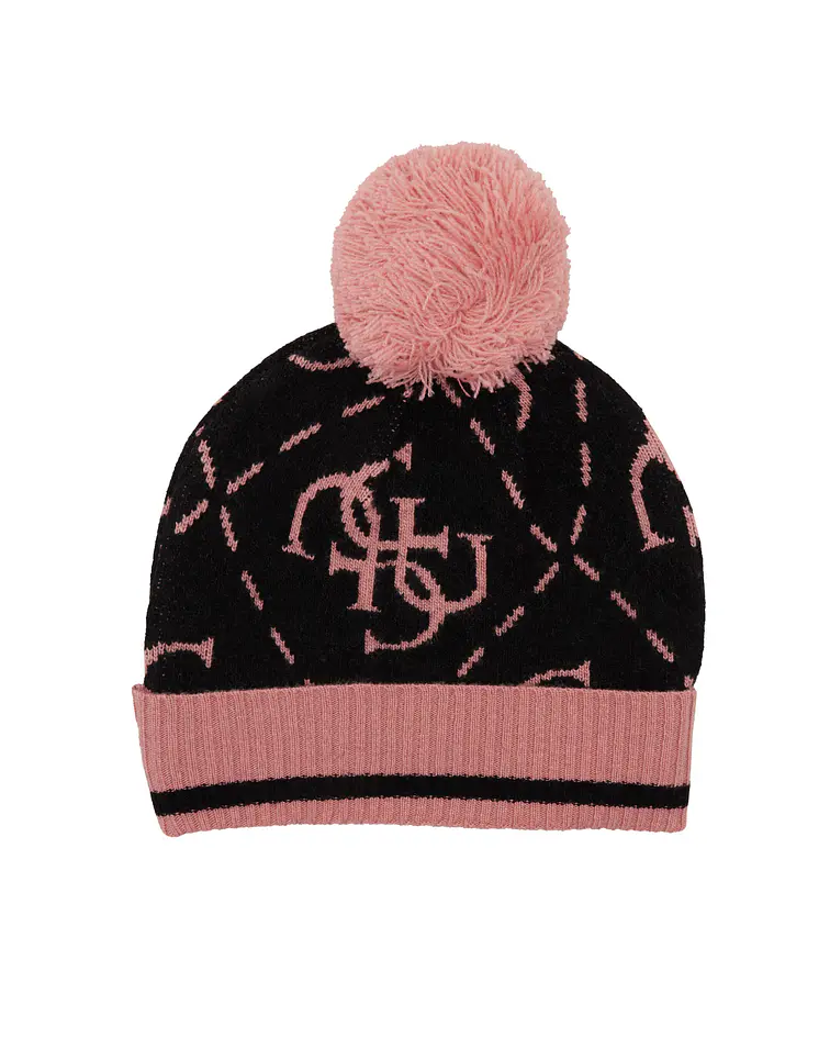 Gorro Maxi Logo Preto/Rosa - Guess