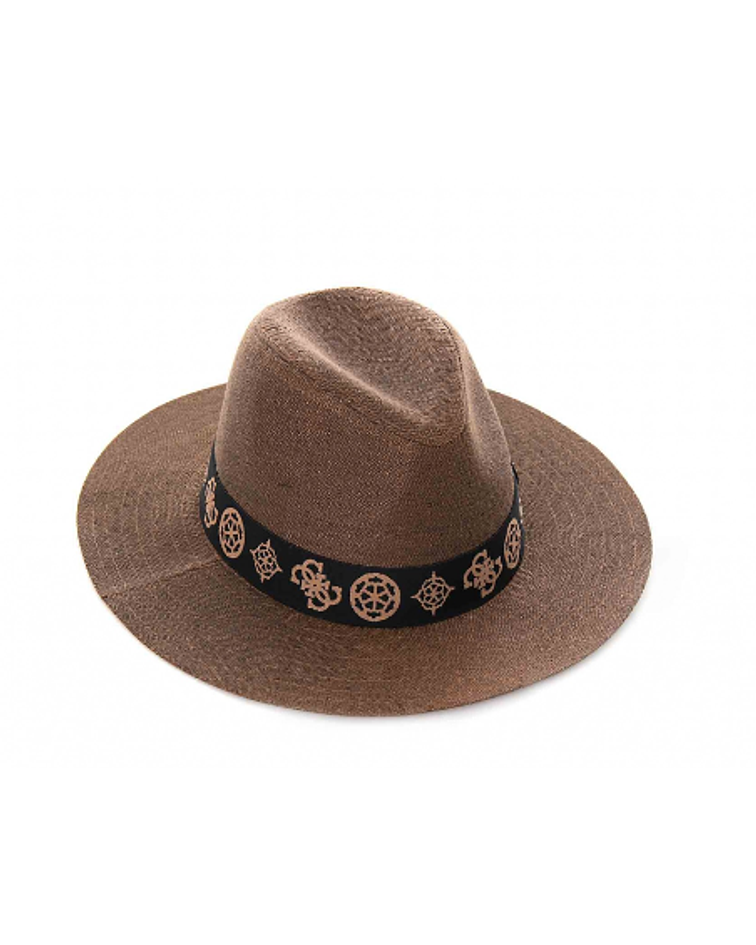 Chapéu de Aba Fedora Logo Aggie Camel - Guess