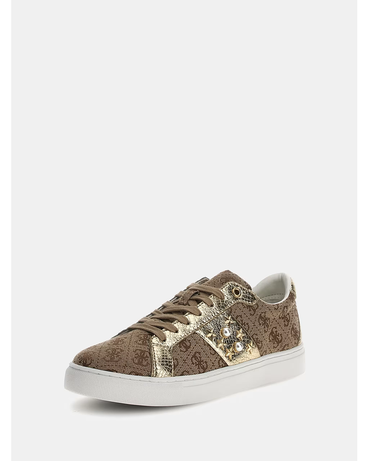 Ténis em Canvas Todex Logo Bege - Guess