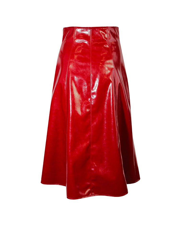 Saia Midi Efeito Vinil Vermelho - SAHOCO