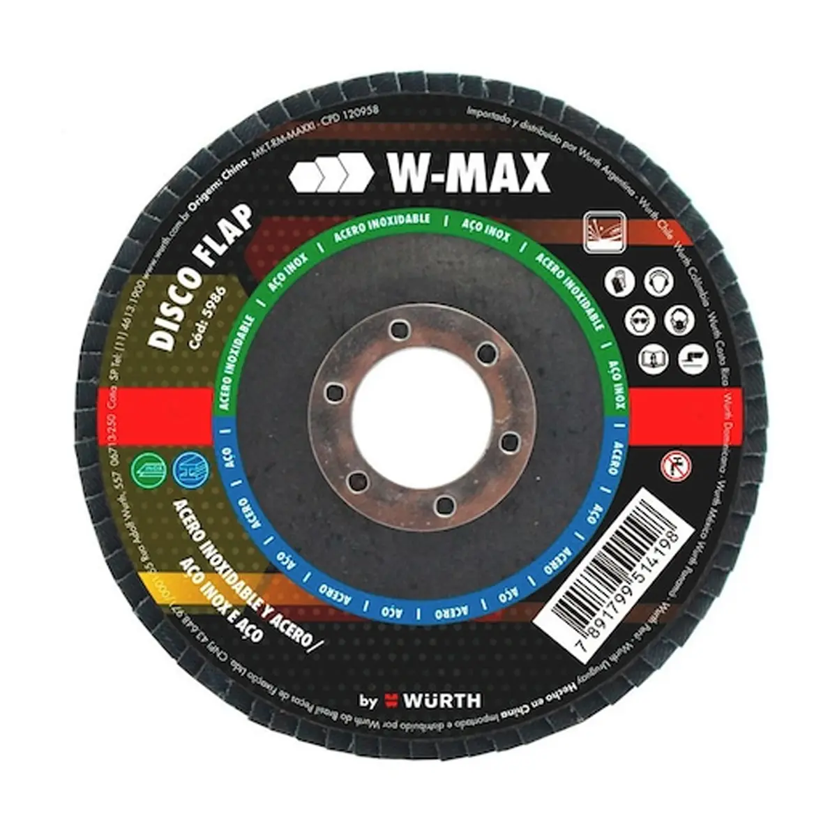 Disco Flap Traslapado 4 1/2 Grano 80 Metal Inoxidable WURTH